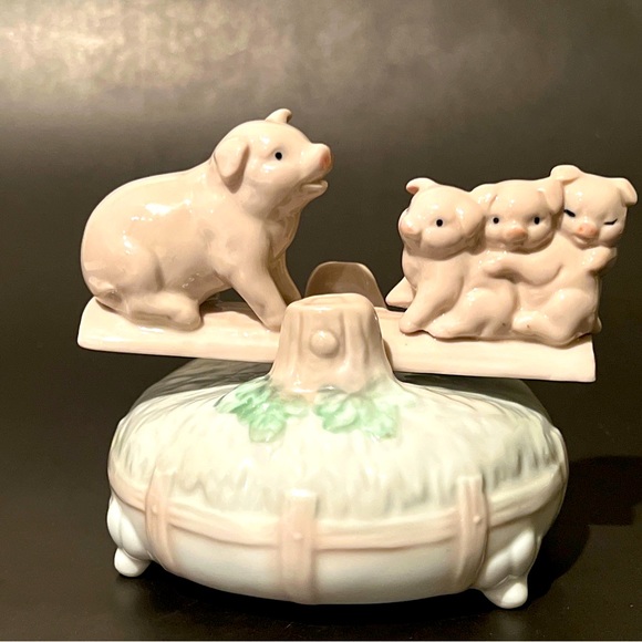 Otagiri | Art | Vintage Otagiri Japan Porcelain Pig Piglet Family On A Seesaw | Poshmark